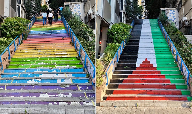 Mürteciler Filistin Bayrağı Renklerine Boyamıştı: Beyoğlu Belediyesi ...